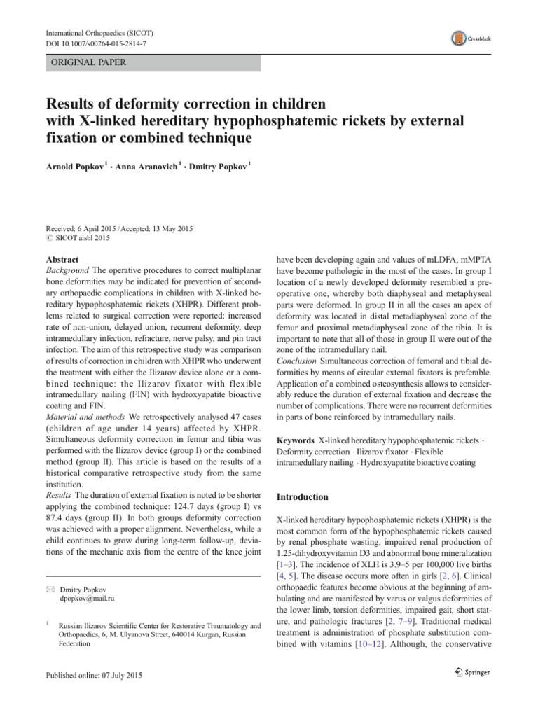 Results of Deformity Correction in Children With X-Linked Hereditary ...