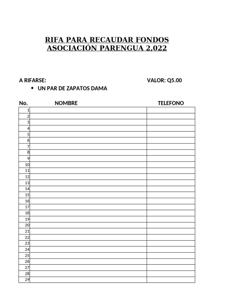Formato Sorteo | PDF