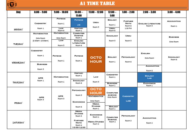 A1 Time Table 2023-2024 | PDF