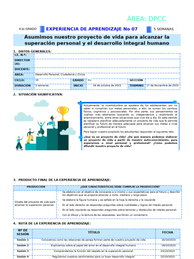 4º Experiencia de Aprendizaje - Exp7 - DPCC | PDF