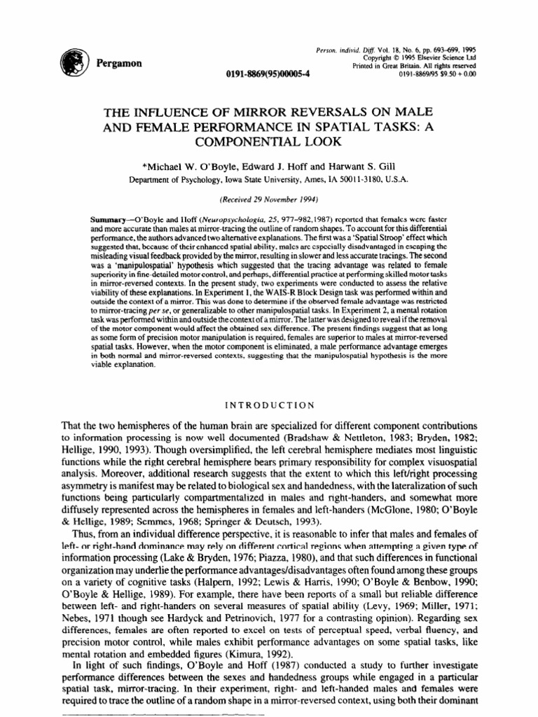 Mirror Tracing | PDF | Handedness | Experiment