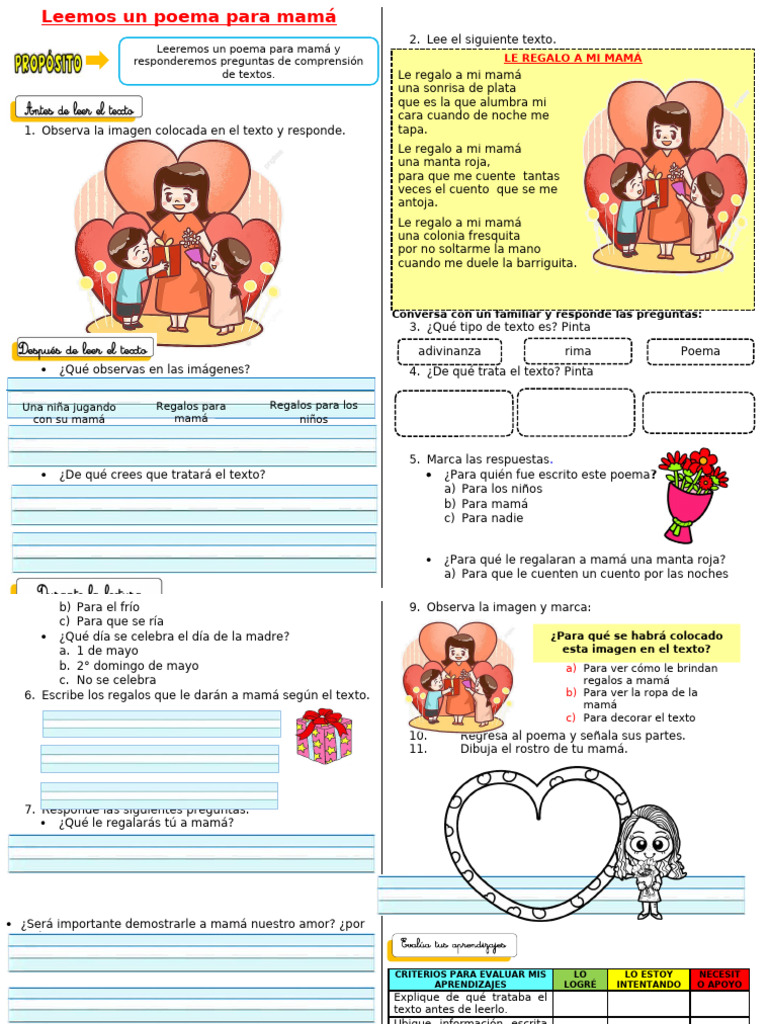 Leemos Un Poema para Mamá | PDF