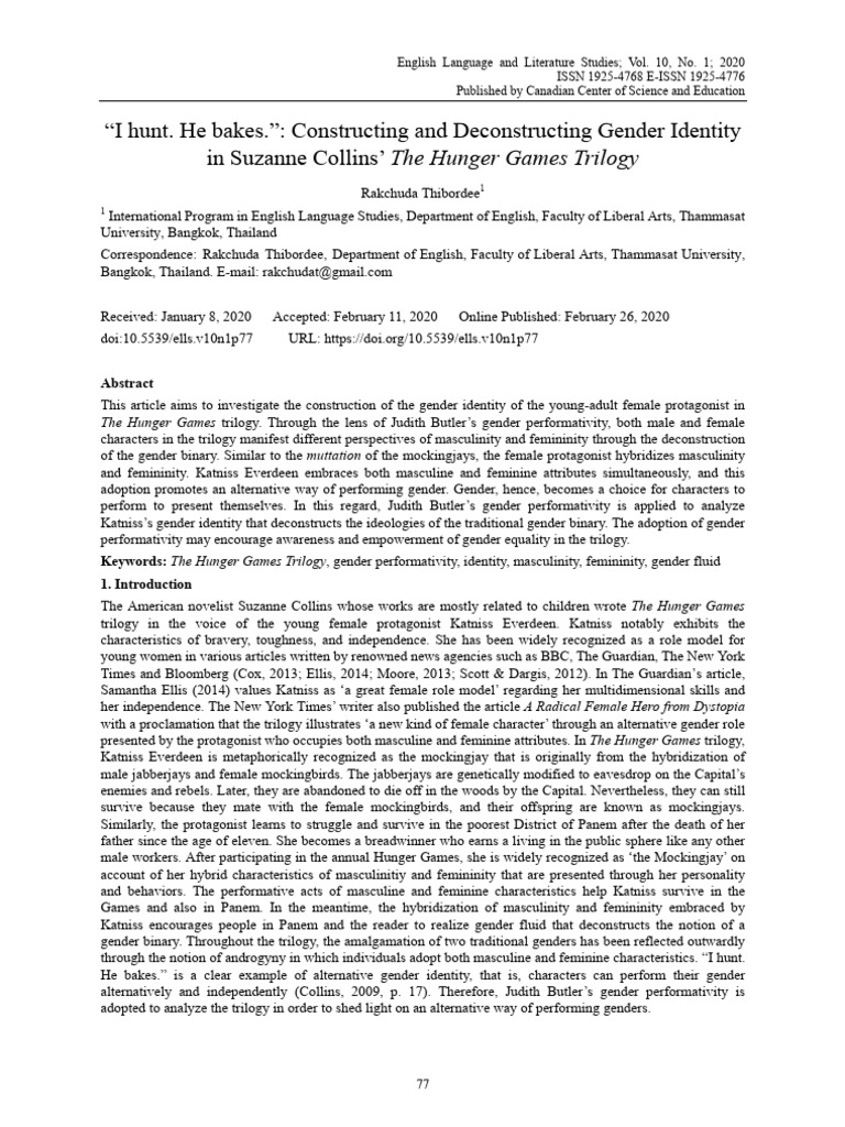 Constructing And Deconstructing Gender Identity In Suzanne Collins The Hunger Games Trilogy Pdf