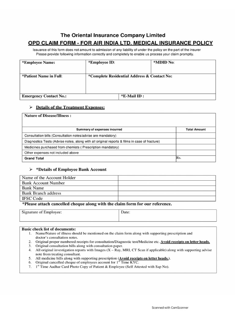 MDI Claim Form | PDF
