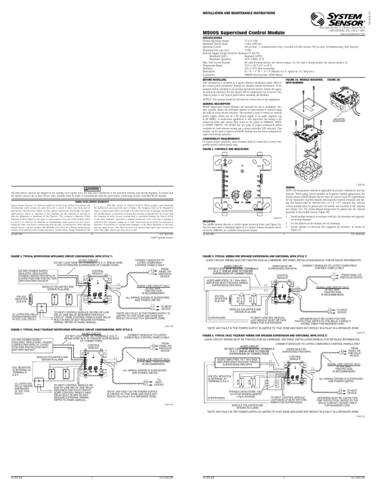 M500S Supervised Control Module: Installation and Maintenance ...