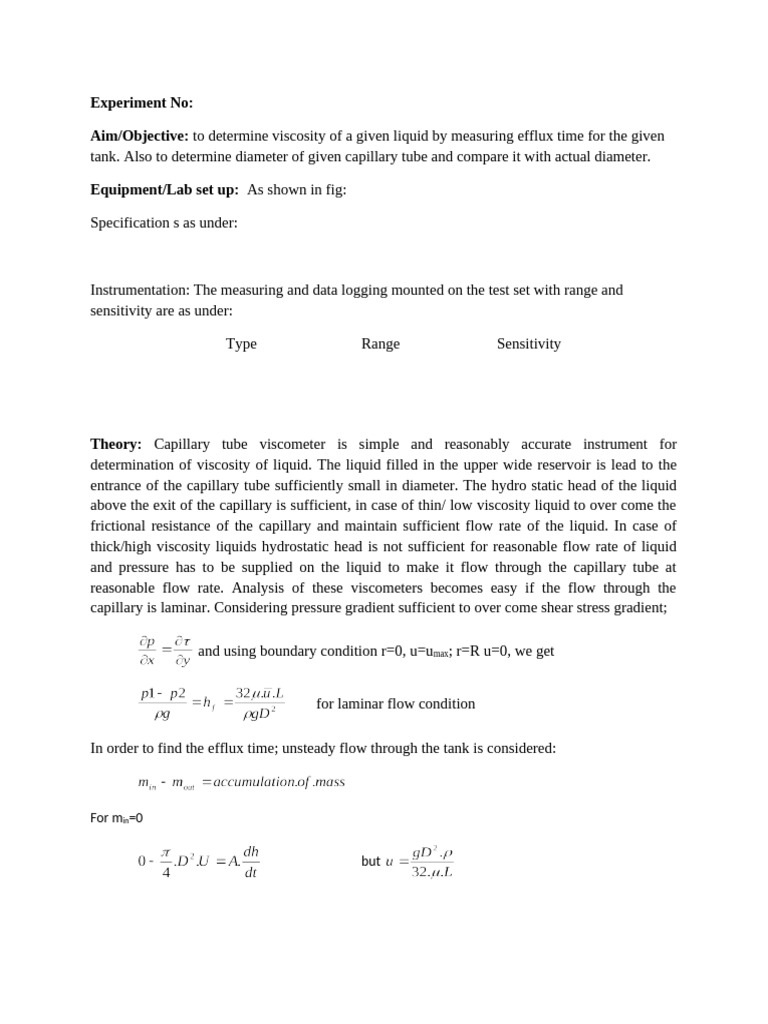 PE Exp - 4 - Viscosity - Calculations | PDF | Fluid Dynamics | Applied And Interdisciplinary Physics