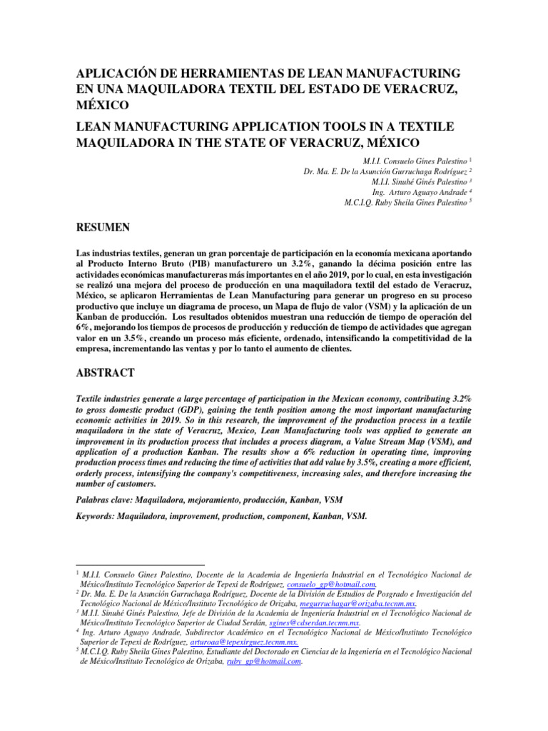 Aplicacion de Herramientas de Lean Manuf | PDF | Análisis FODA | Negocios