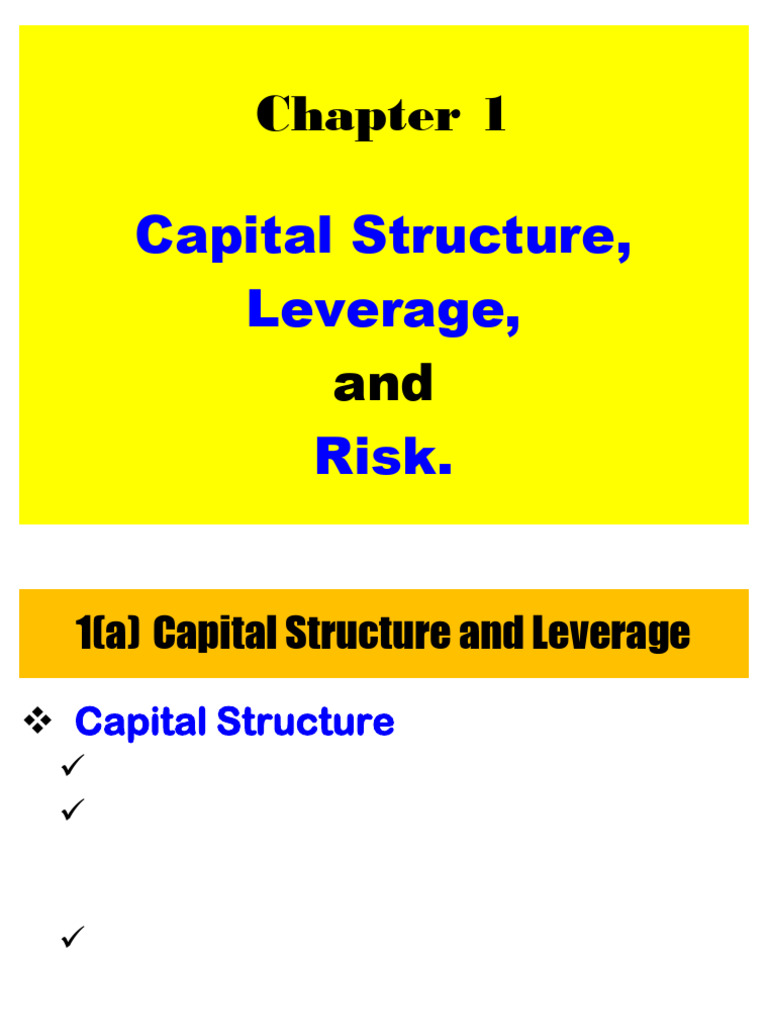 Chapter 1 A Capital Structure, Leverage, and Risk Revised | PDF