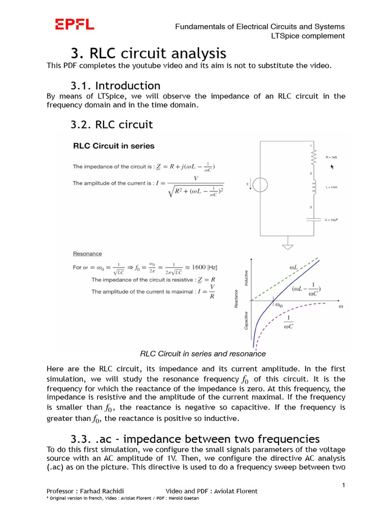 RLC Circuit Analysis | PDF