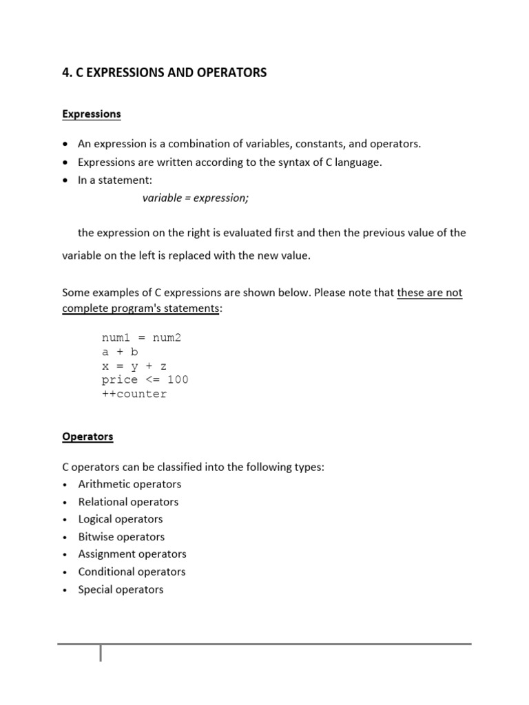 4_Expressions and Operators | PDF