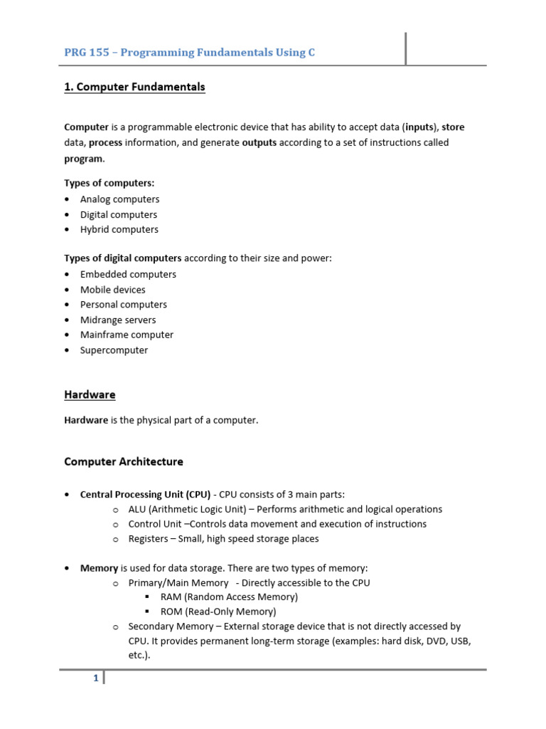 1 - Computer Fundamentals | PDF