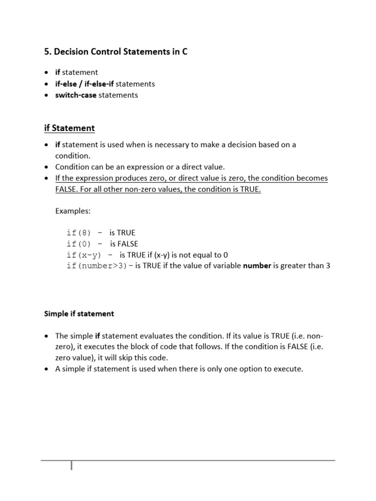 5 - Decision Control Statements | PDF
