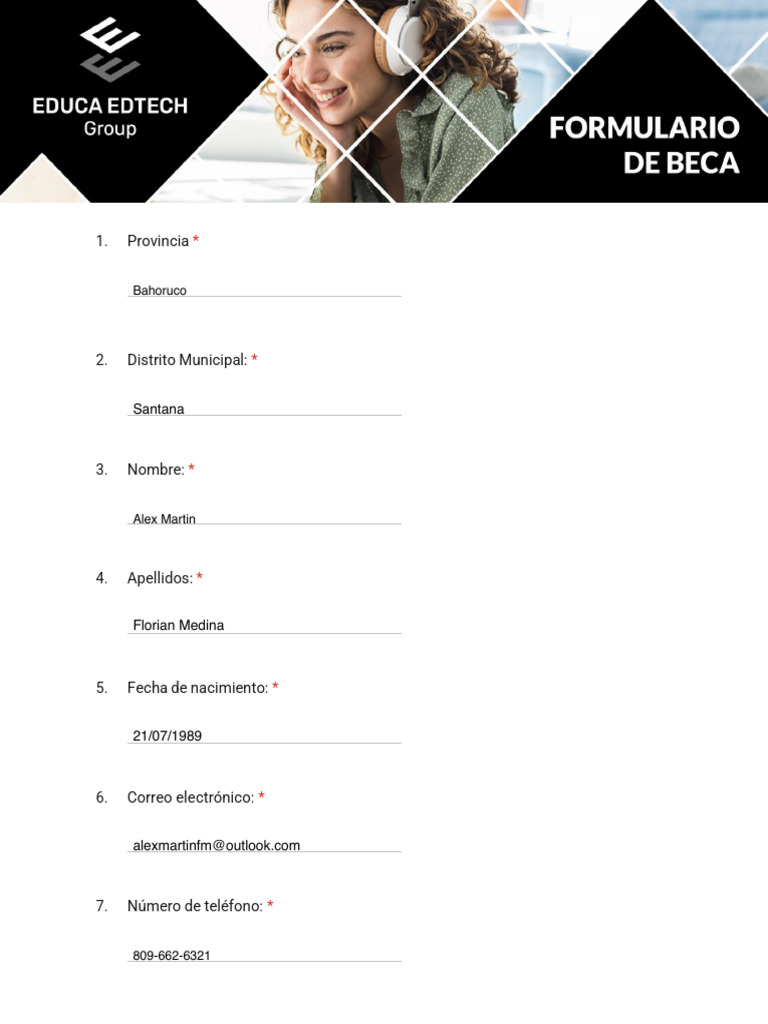Formulario de Beca - Fedodim+adova+ucne+educa Edtech Group 2 | PDF