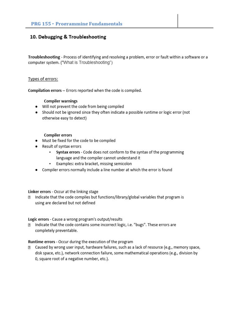 10 - Debugging and Troubleshooting | PDF