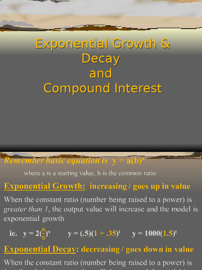 SEM 2 LESSON 12 - Exponential Growth Decay and Compound Interest | PDF