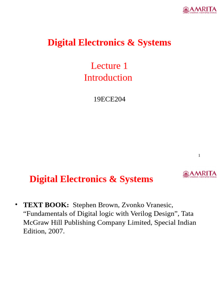 Digital Systems Lecture 01-04 | PDF