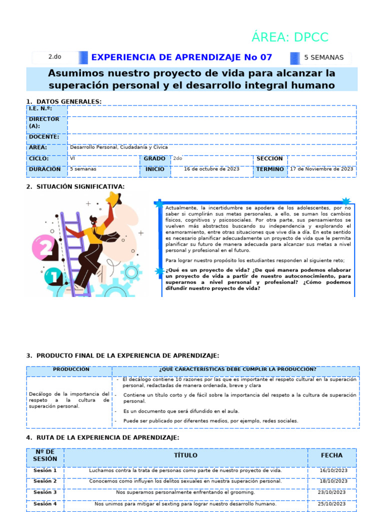 2º Experiencia de Aprendizaje - Exp7 - DPCC | PDF