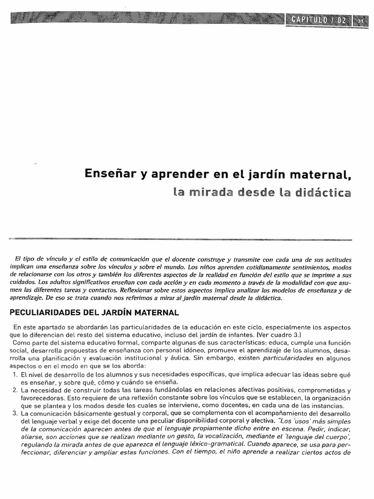 Educar-en-el-JARDIN-MATERNAL-Ensenar-y-Aprender-de-0-a-3-Anos-Laura-Pitluk Capitulo 2 | PDF
