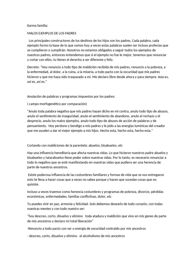 Oración Karma Familiar | PDF