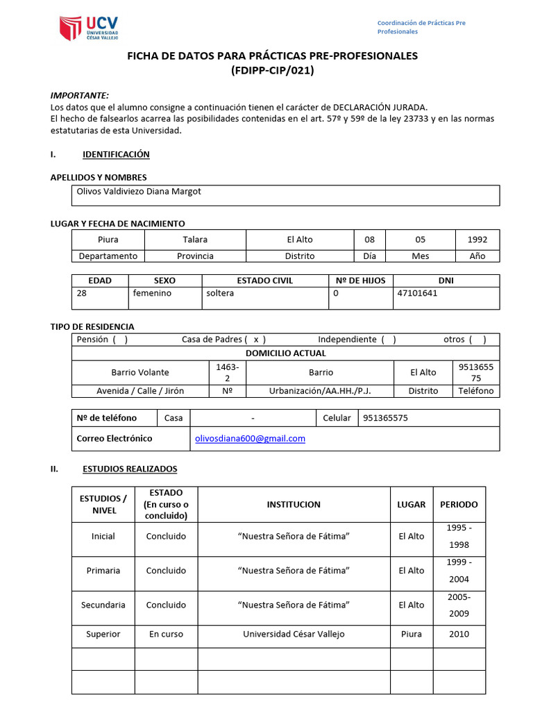 Ficha de Datos | PDF