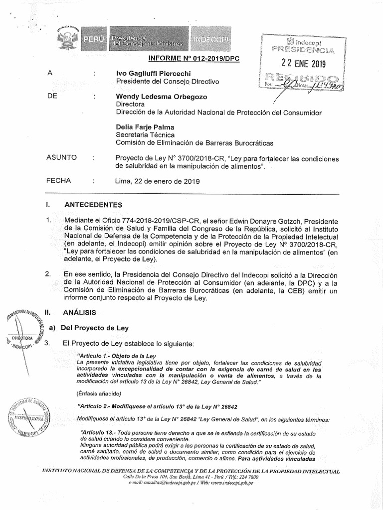 Informe 012-2019-DPC | PDF