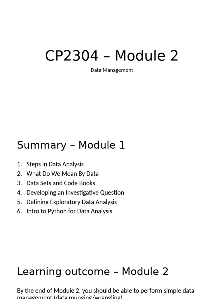CP2403 - Module 2 | PDF