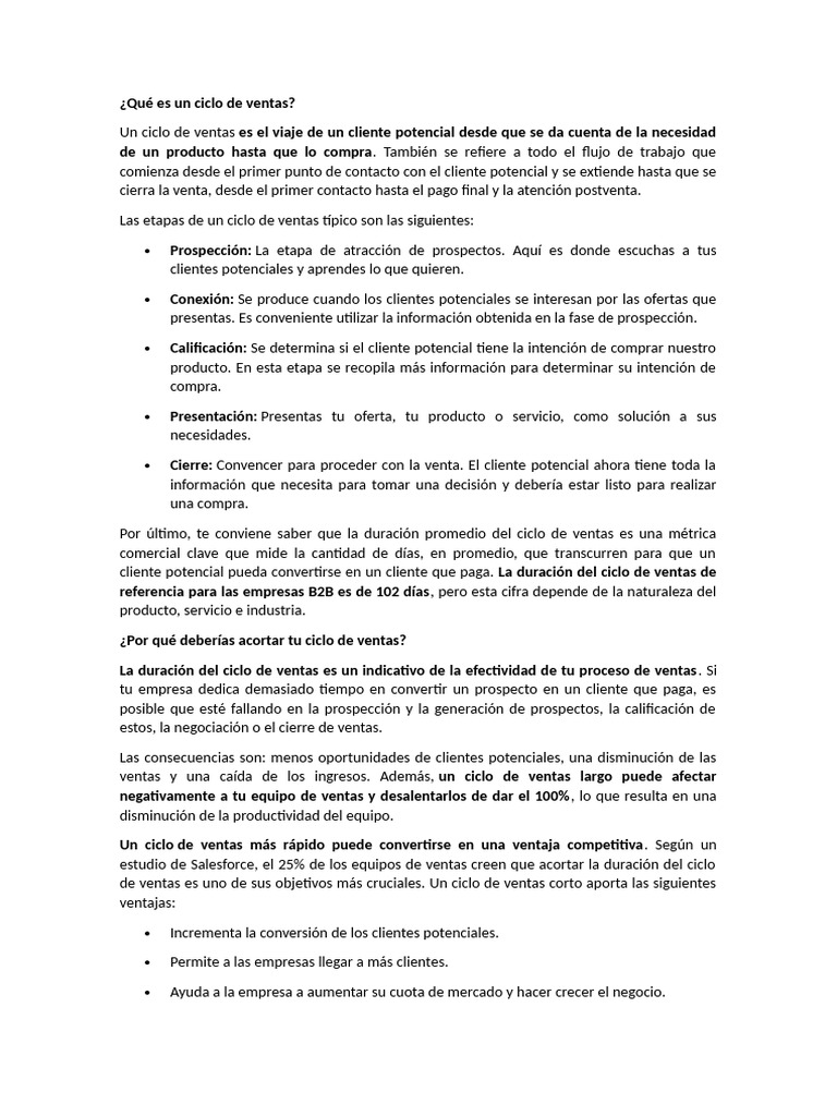 15 Maneras de Acortar El Ciclo Comercial | PDF