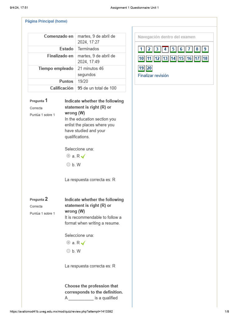 Assignment 1 Questionnaire Unit 1 | PDF