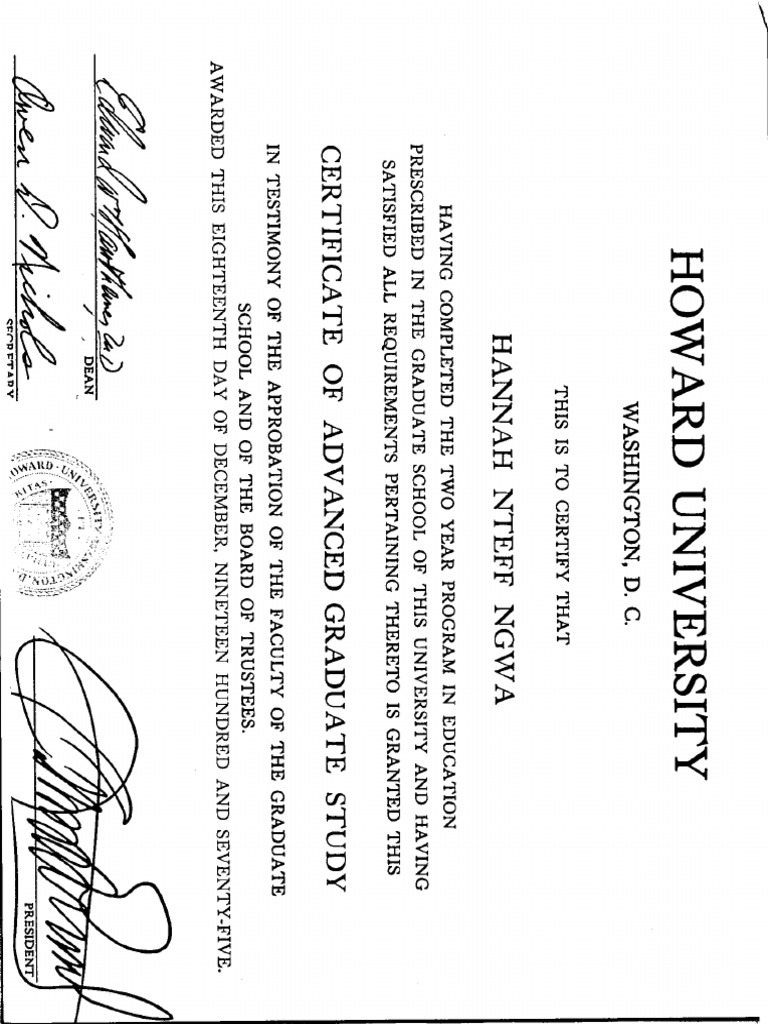 Aunty Howard Adv Grad Cert | PDF