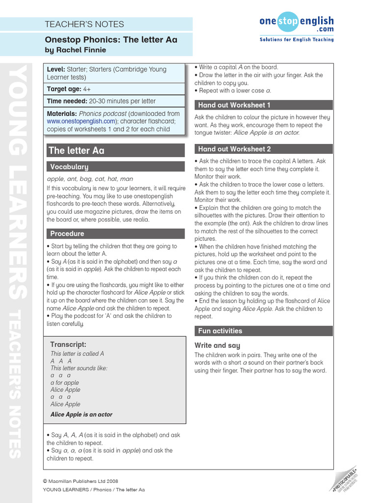 Phonics Letter Aa | PDF