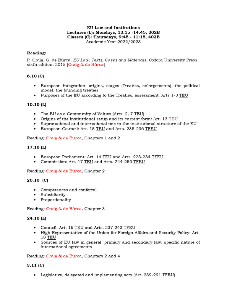 Syllabus EUL&I 2022-2023 | PDF