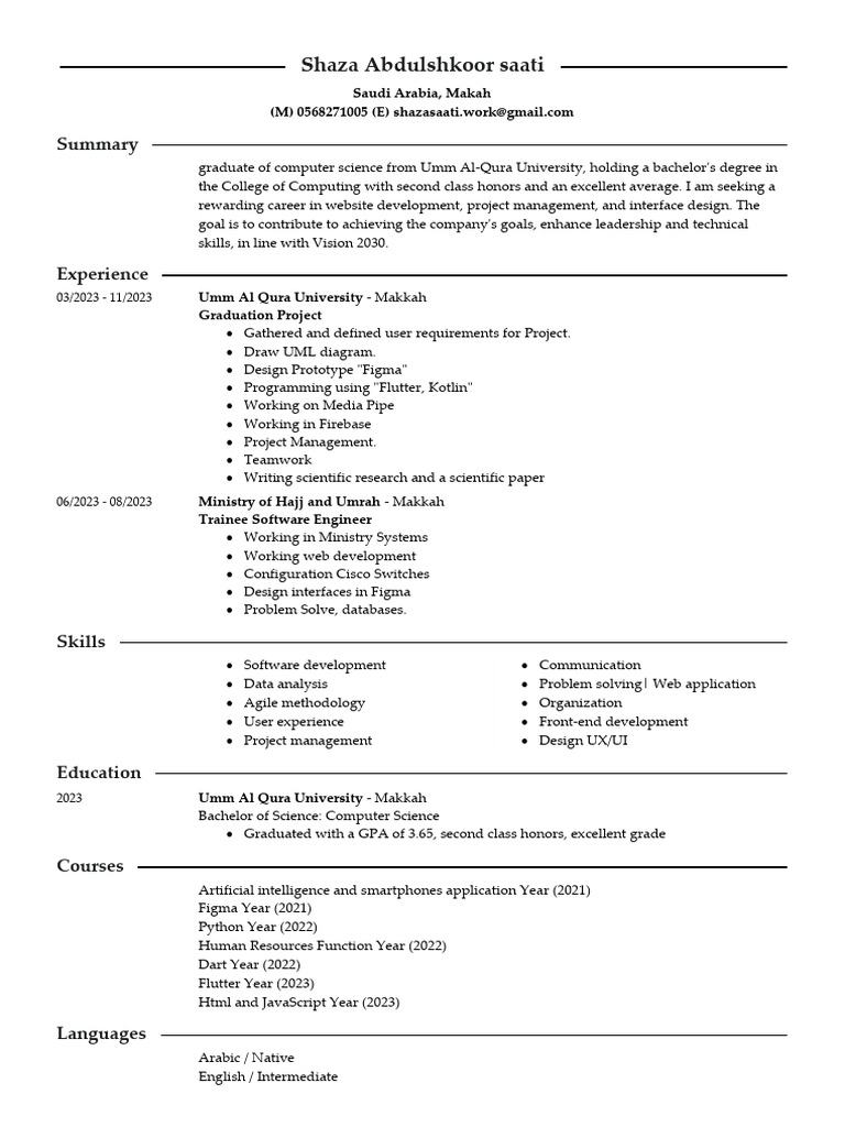 Shaza AbdulshakoorSaati CV | PDF | Web Development | Computing