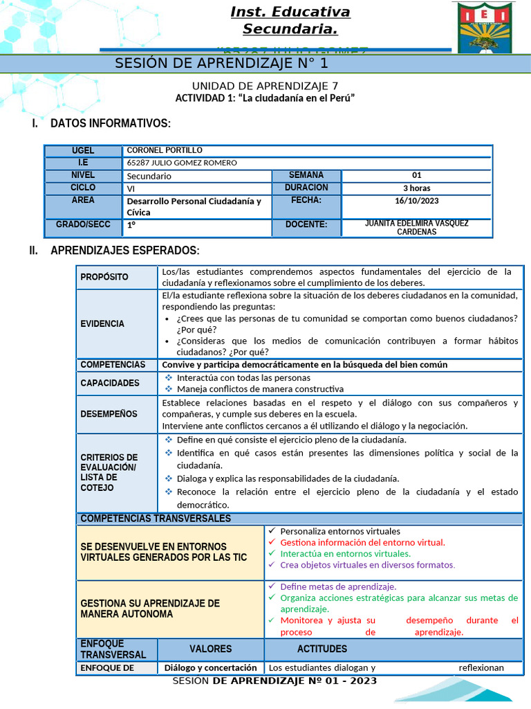 1º DPCC- SES 1 UNI 7 - SEM 01 | PDF