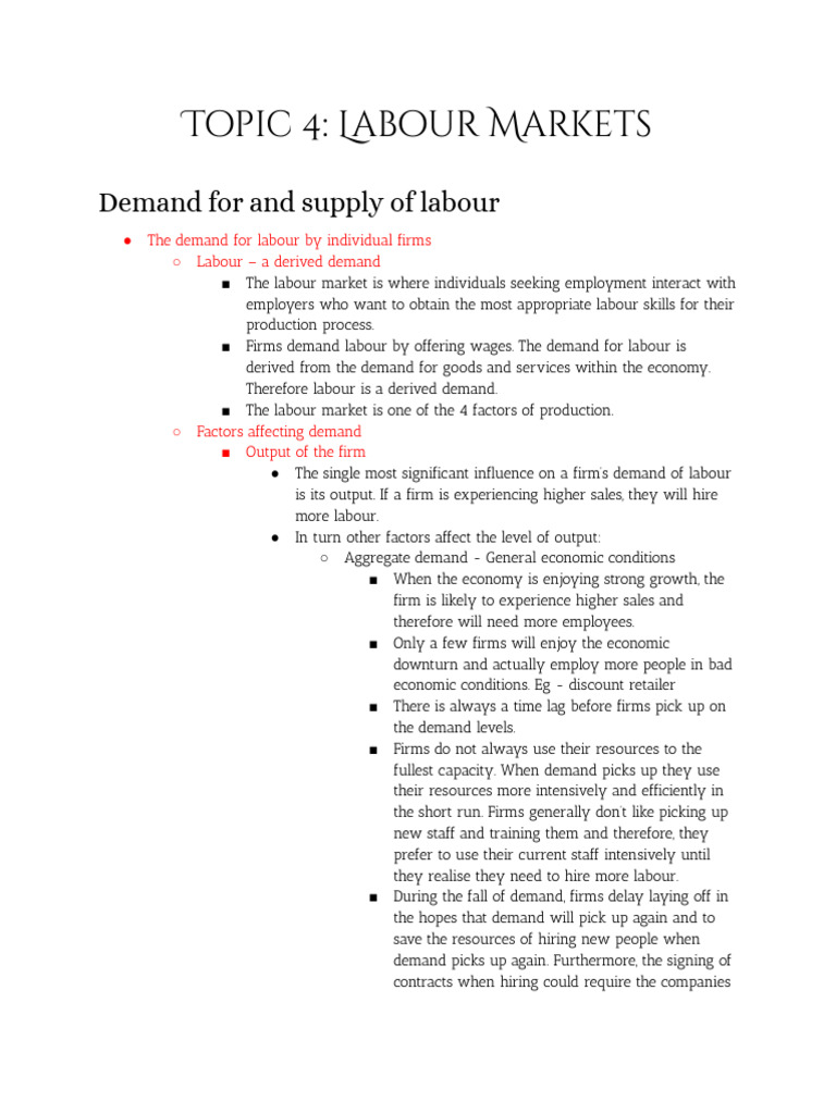 Labour Markets Notes | PDF