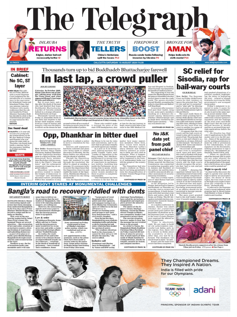 Telegraph Calcutta 10-08-2024 | PDF