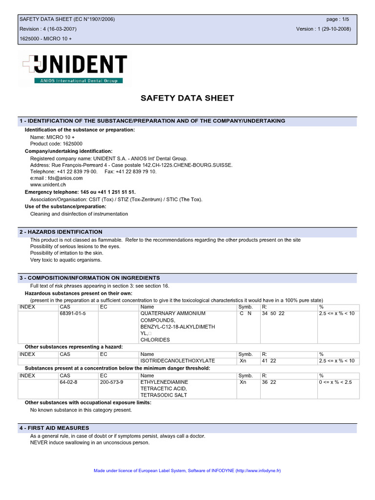 Micro 10+ Msds | PDF