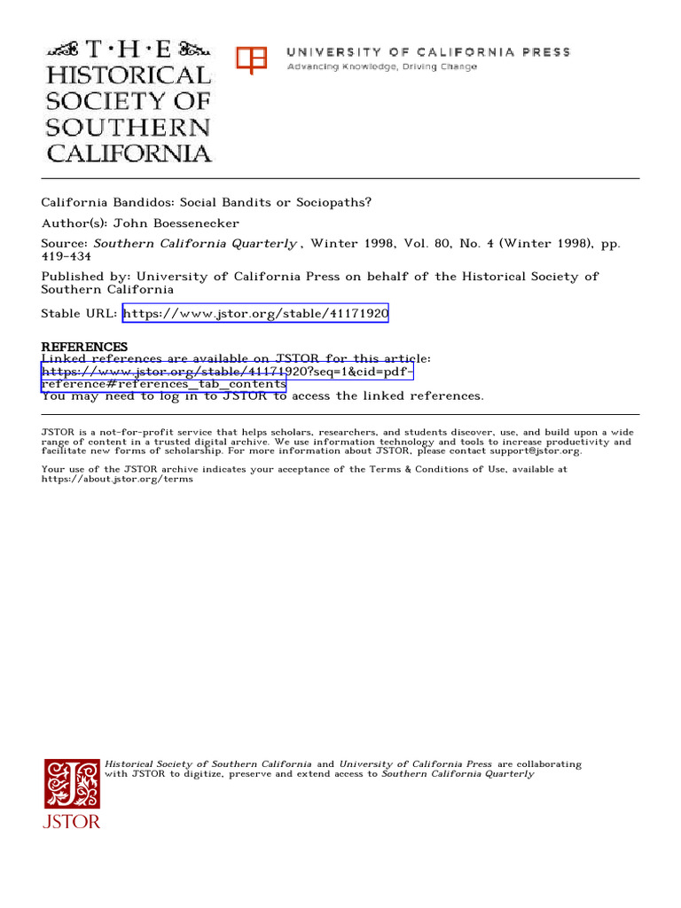 Boessenecker CaliforniaBandidosSocial 1998 | PDF