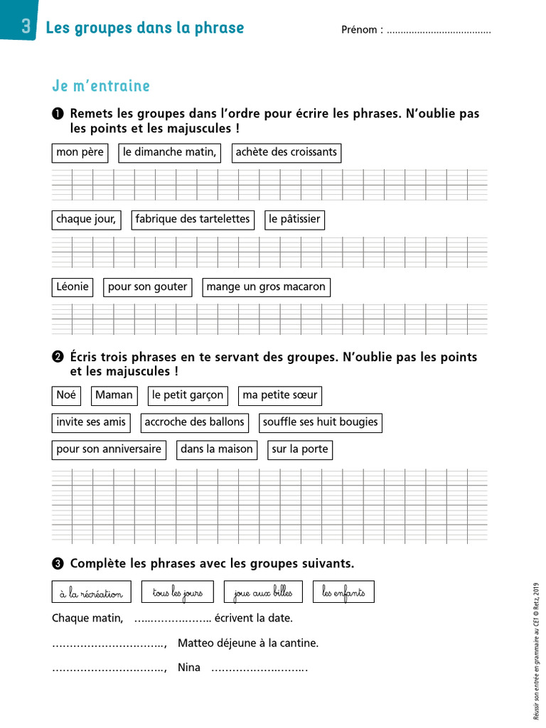 RSEEG CE1 Séquence 3 - Fiche Eleve | PDF