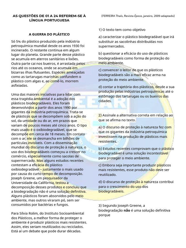 3° Simulado Eear - Do Zero | PDF