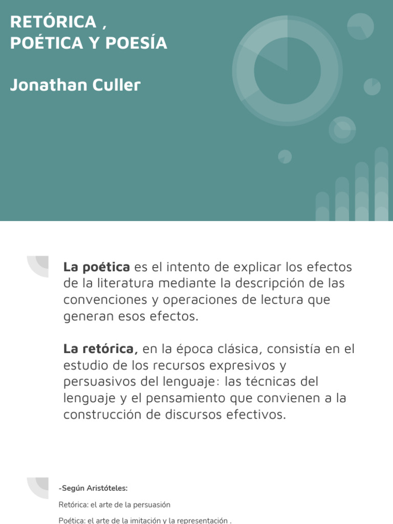 Ficha Sobre Retórica, Poética y Poesía de Jonathan Culler | PDF