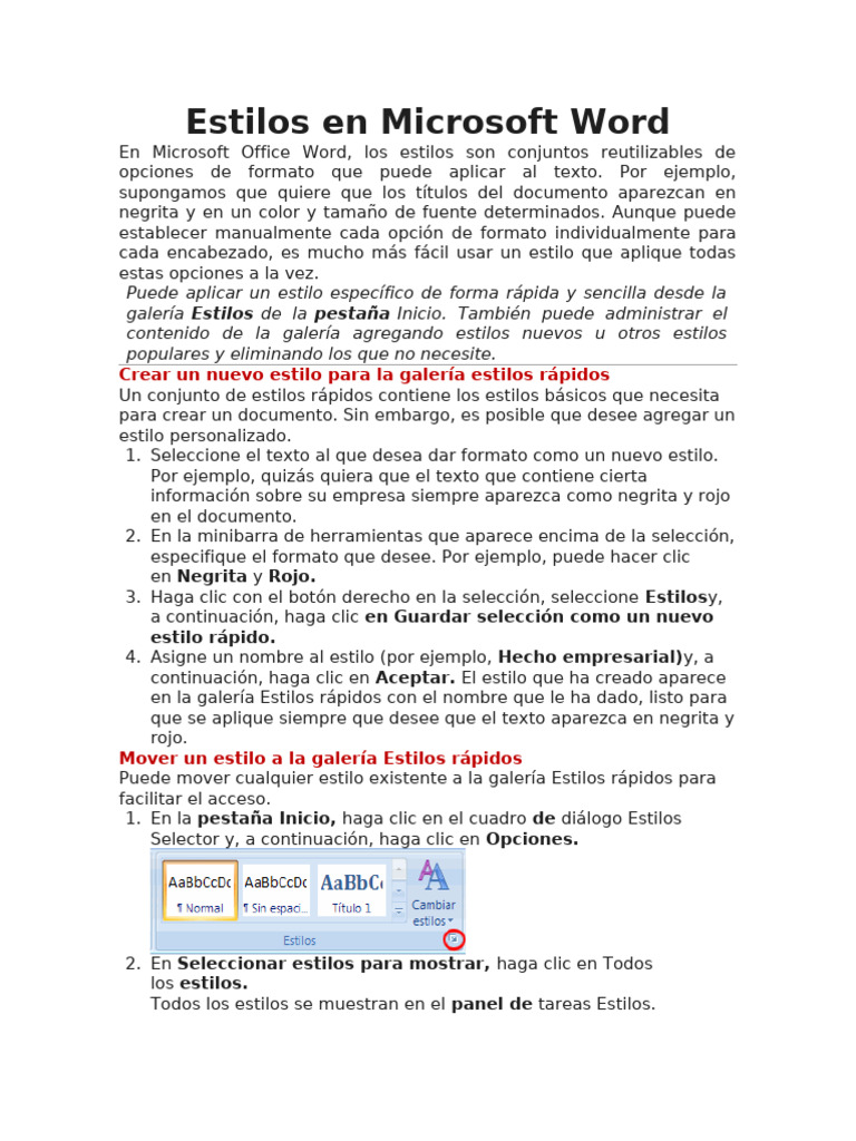 En Microsoft Office Word Estilos | PDF | Microsoft Word | Arte