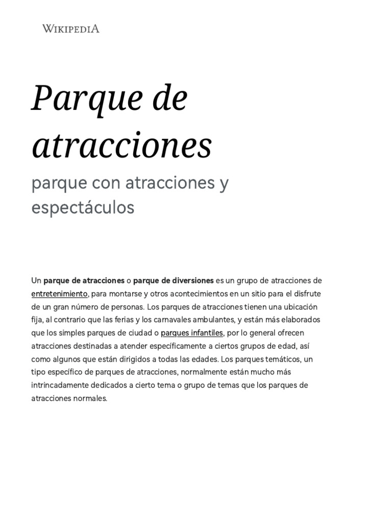 Parque de Atracciones - Wikipedia, La Enciclopedia Libre | PDF