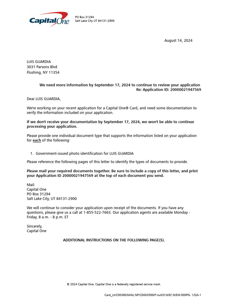 Additional Information Letter | PDF