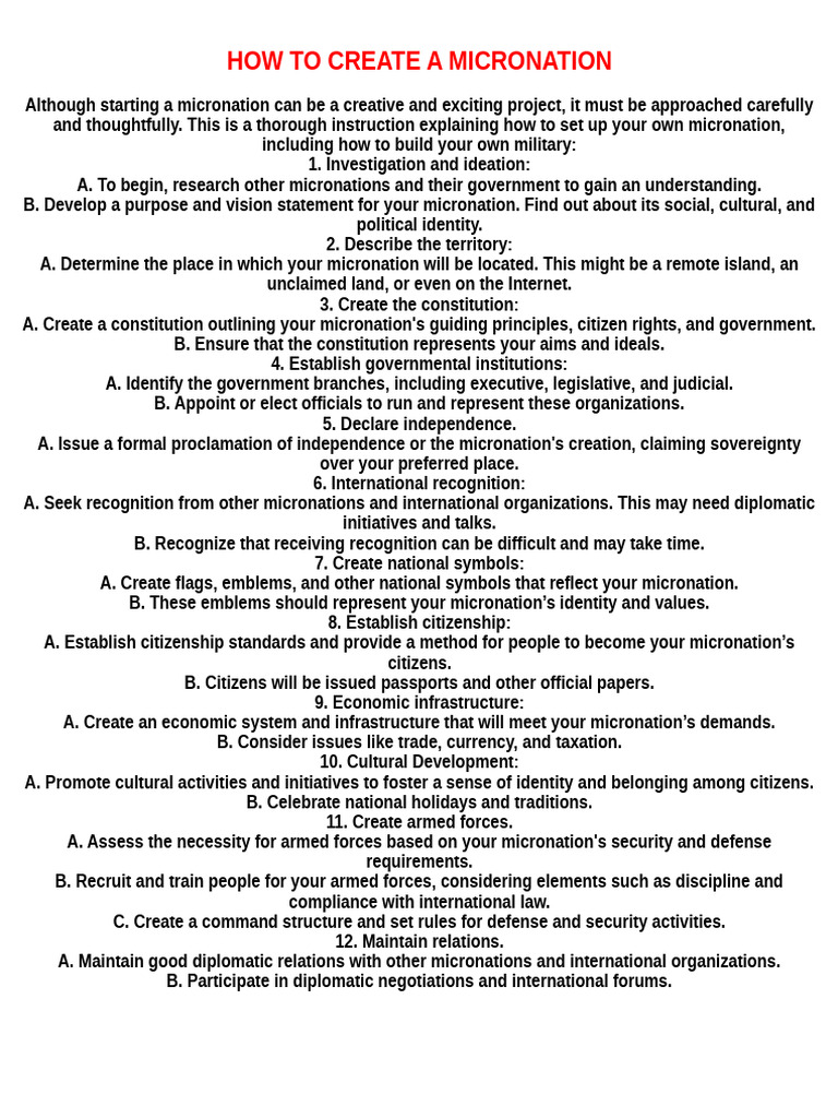 How To Create A Micronation | PDF