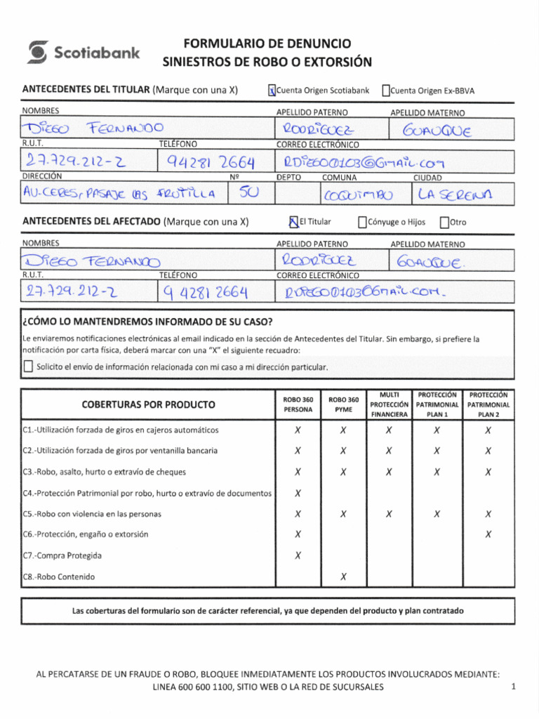 Formulario Siniestro | PDF