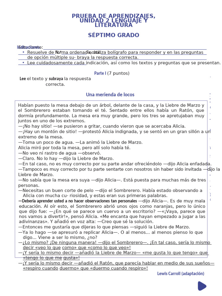 Prueba de Lenguaje y Literatura 7° Grado | PDF | Sustantivo | Las ...