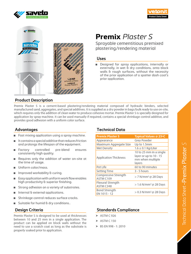 08 Premix Plaster S - Group 180821-1 | PDF | Plaster | Concrete
