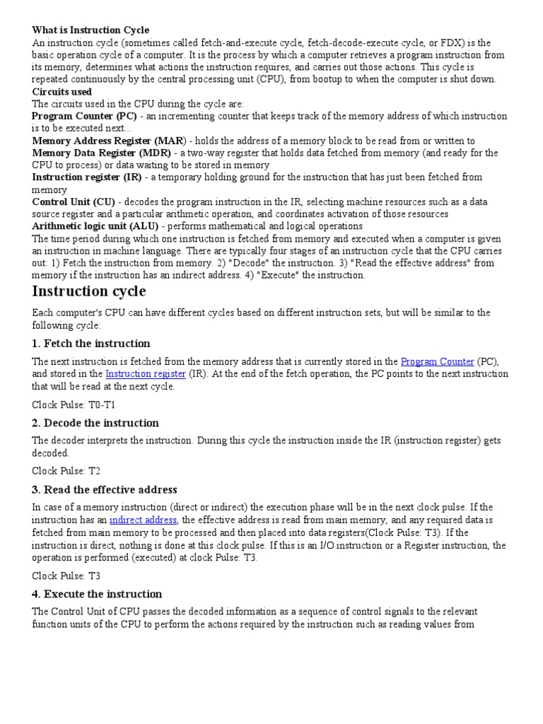 What Is Instruction Cycle | PDF | Instruction Set | Central Processing Unit What Is Instruction Cycle | PDF | Instruction Set | Central Processing Unit