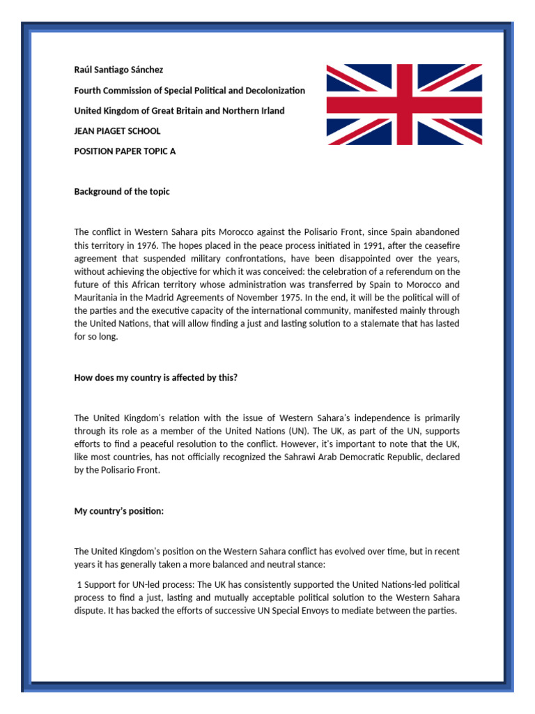 Position Paper Topic A | PDF