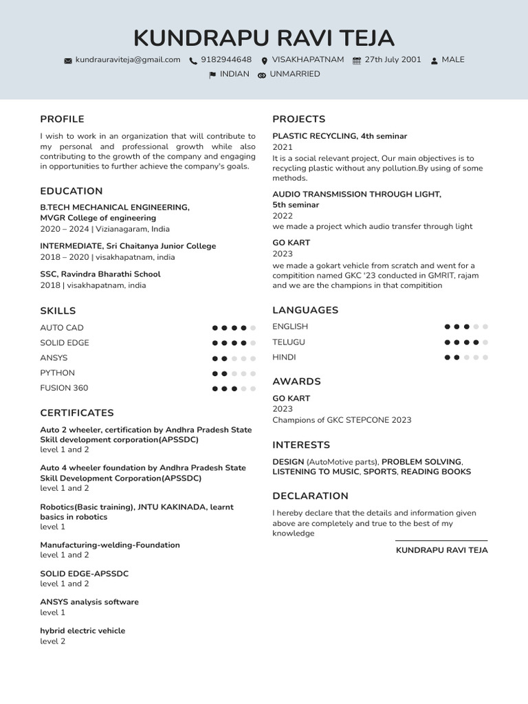 KUNDRAPU-RAVI-TEJA Resume | PDF